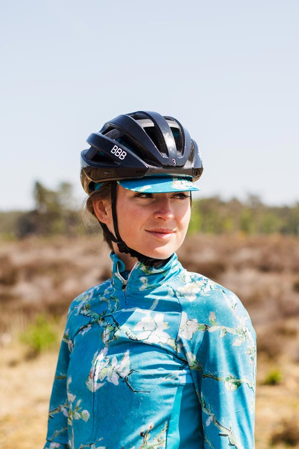 Cap Almond Blossom voor dames | zeeblauw met bloesem print